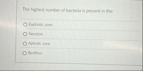 Solved The highest number of bacteria is present in | Chegg.com