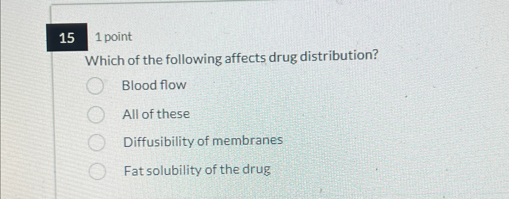 Solved 151 ﻿pointWhich of the following affects drug | Chegg.com