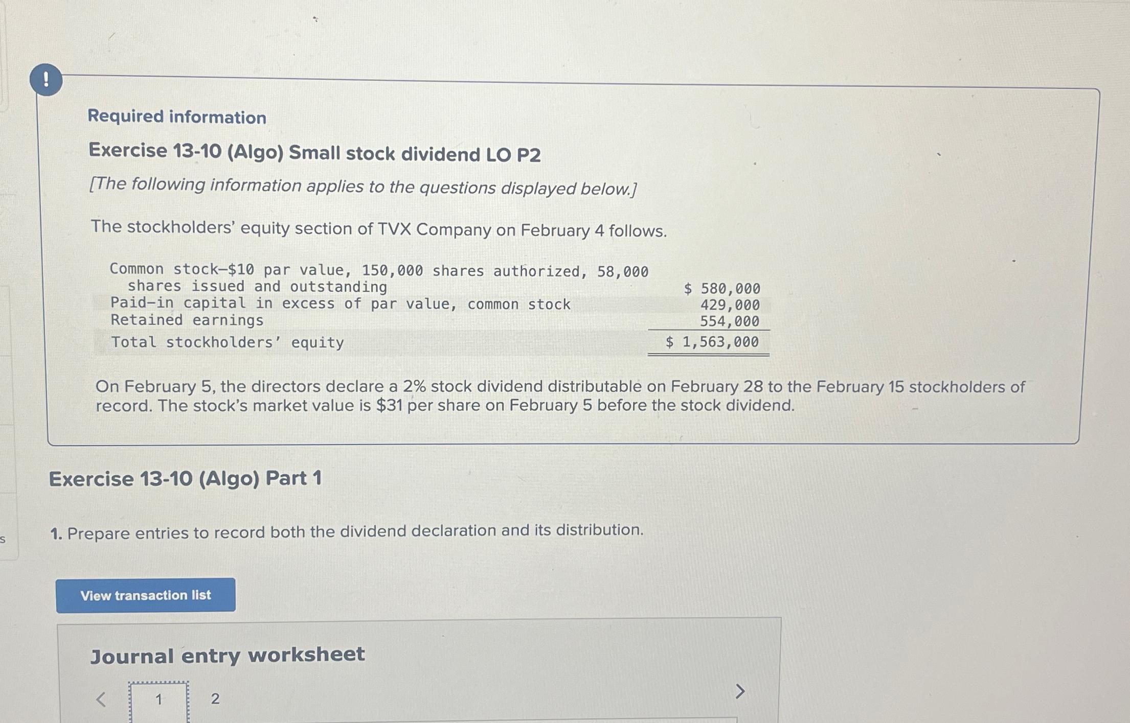 Solved !Required informationExercise 13-10 (Algo) ﻿Small | Chegg.com