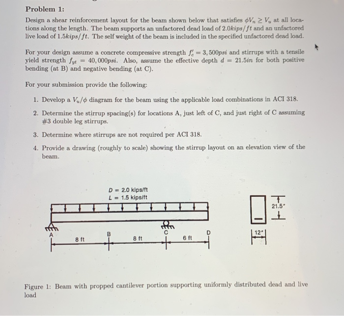 Solved Problem 1: Design a shear reinforcement layout for | Chegg.com
