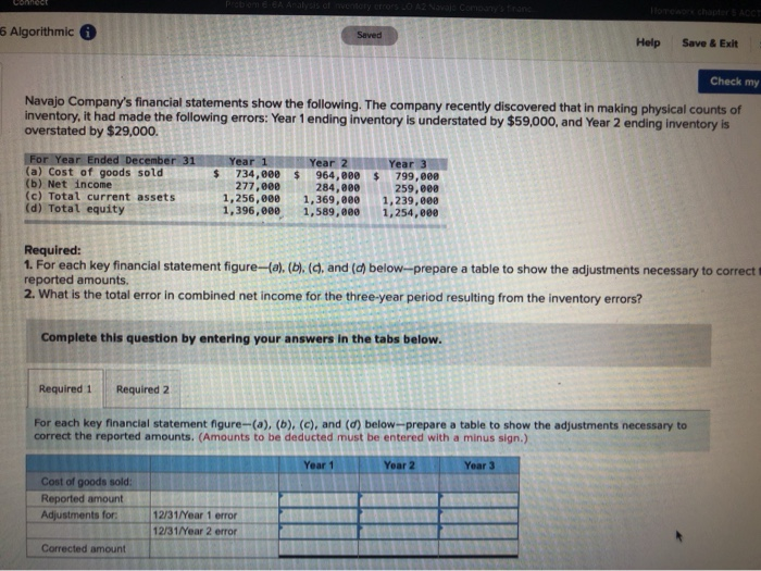Solved 6 Algorithmic Saved Help Save & Exit Check my Navajo | Chegg.com