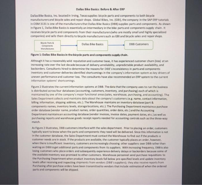 Dallas Bike Basics: Before & After ERP Dallas Bike | Chegg.com