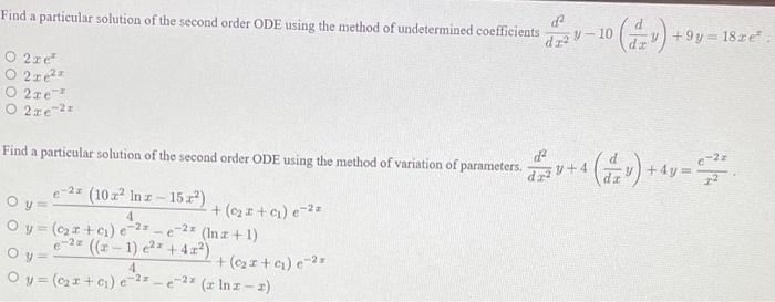 Solved Find a particular solution of the second order ODE | Chegg.com