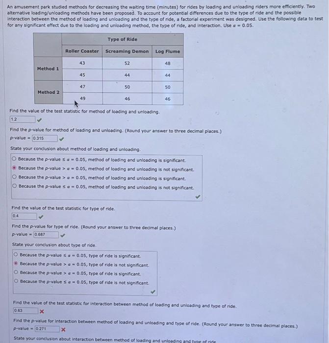 Solved An amusement park studied methods for decreasing the | Chegg.com
