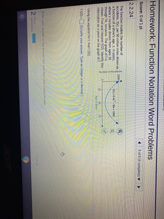 Solved Homework: Function Notation Word Problems Score: 0 of | Chegg.com