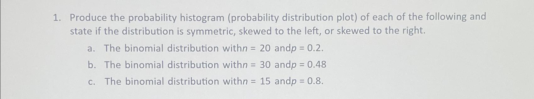 Solved Produce the probability histogram (probability | Chegg.com