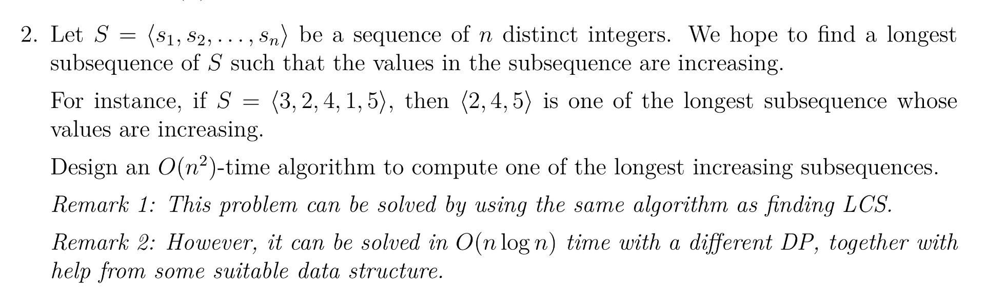 Solved Let S=(:s1,s2,dots,sn:) ﻿be a sequence of n ﻿distinct | Chegg.com