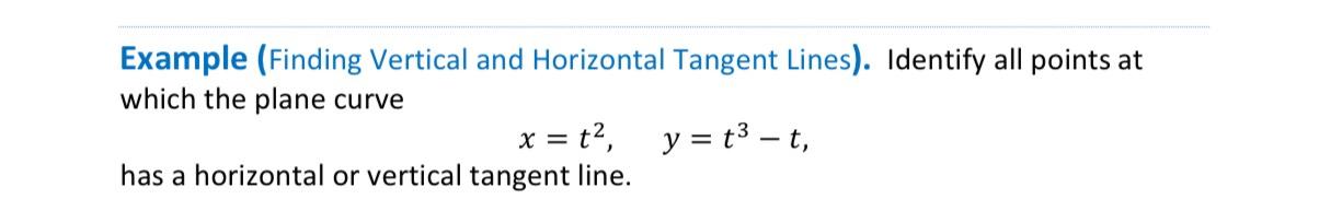 Solved Example (Finding Vertical and Horizontal Tangent | Chegg.com