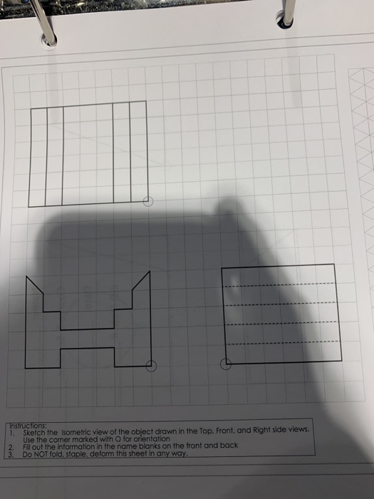 Solved 1) Sketch the Isometric biew of the object drawn in | Chegg.com