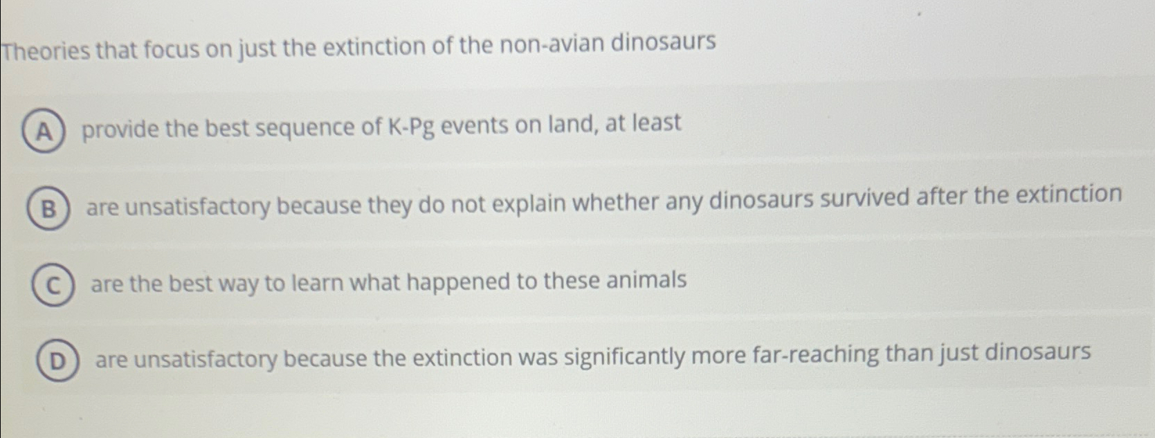 Solved Theories that focus on just the extinction of the | Chegg.com
