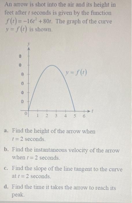 Solved An arrow is shot into the air and its height in feet | Chegg.com