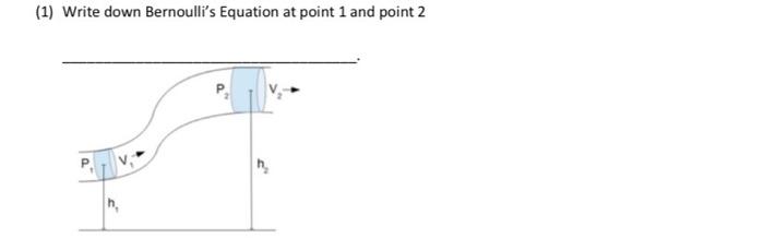 Solved (1) Write down Bernoulli's Equation at point 1 and | Chegg.com
