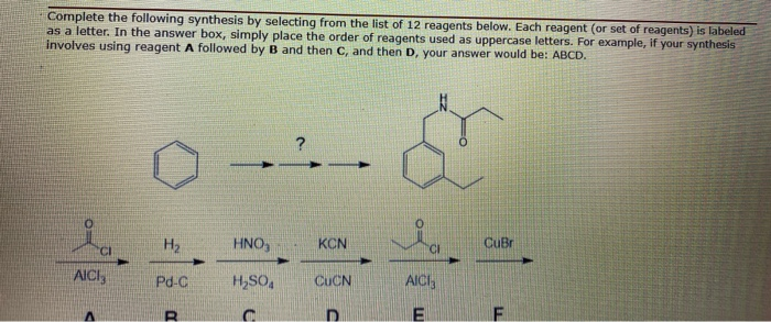 Solved Complete the following synthesis by selecting from | Chegg.com