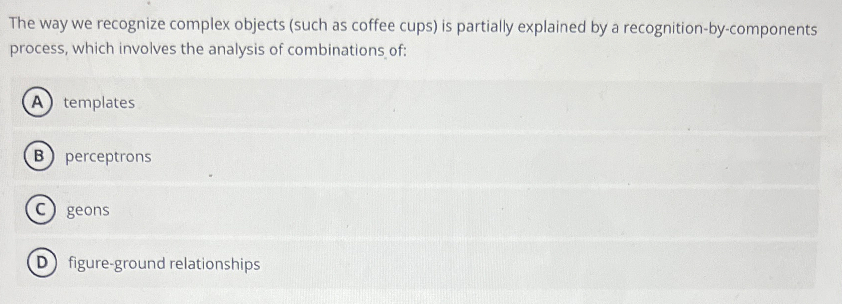 Solved The way we recognize complex objects (such as coffee | Chegg.com