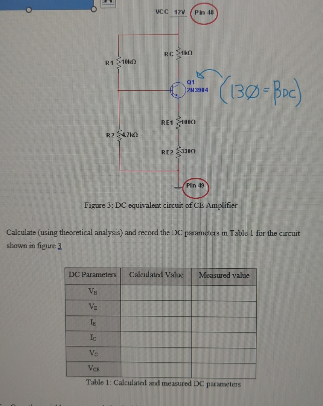 Solved Figure 3: DC equivalent circuit of CE | Chegg.com