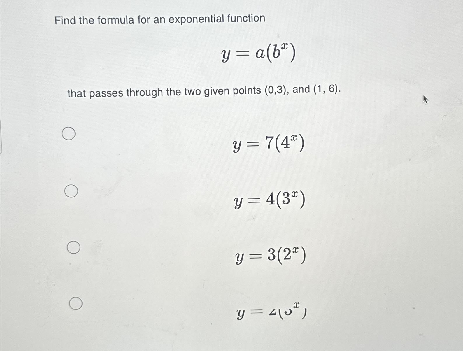 Solved Find the formula for an exponential | Chegg.com