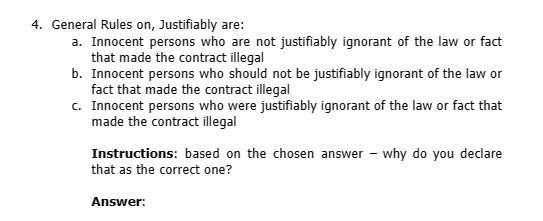 Solved General Rules on, ﻿Justifiably are:a. ﻿Innocent | Chegg.com