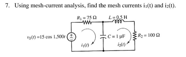 Solved 7. Using mesh-current analysis, find the mesh | Chegg.com