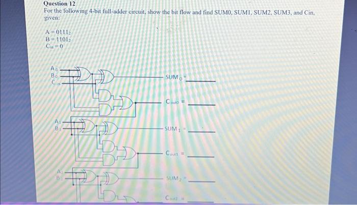 Solved For the following 4-bit full-adder circuit, show the | Chegg.com