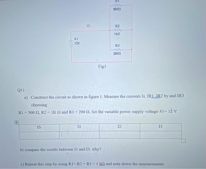 Solved Q1) a) Construct the circuit as shown in figure 1. | Chegg.com