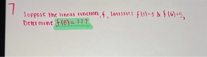 Solved Suppose the linear function, f, satisfies | Chegg.com