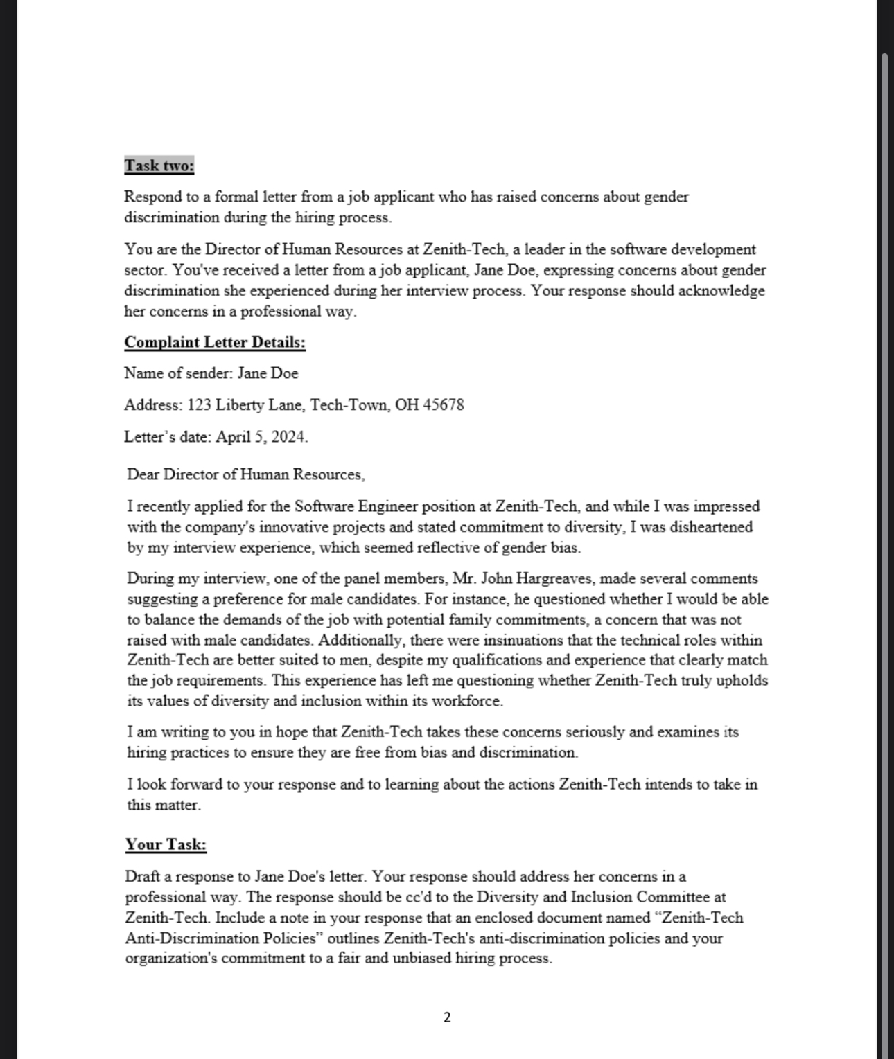 Solved Assignment #2: Business Communication Writing | Chegg.com