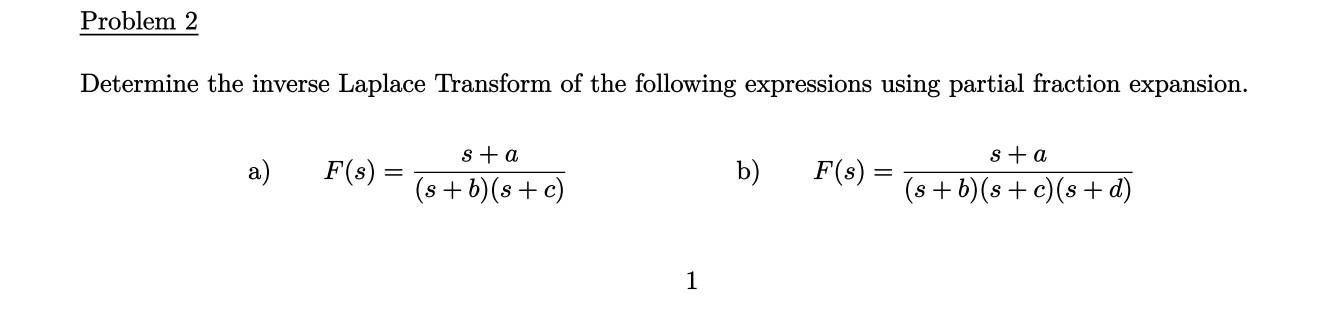 Solved Determine the inverse Laplace Transform of the | Chegg.com