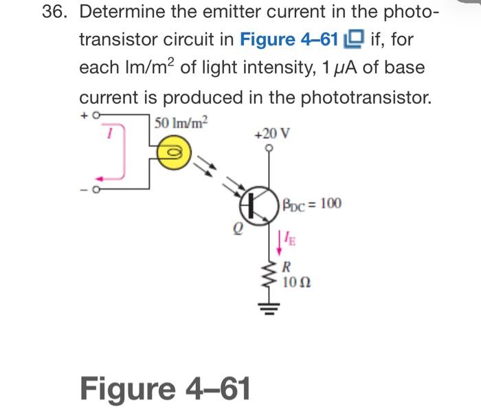 Solved 36. Determine the emitter current in the photo- | Chegg.com