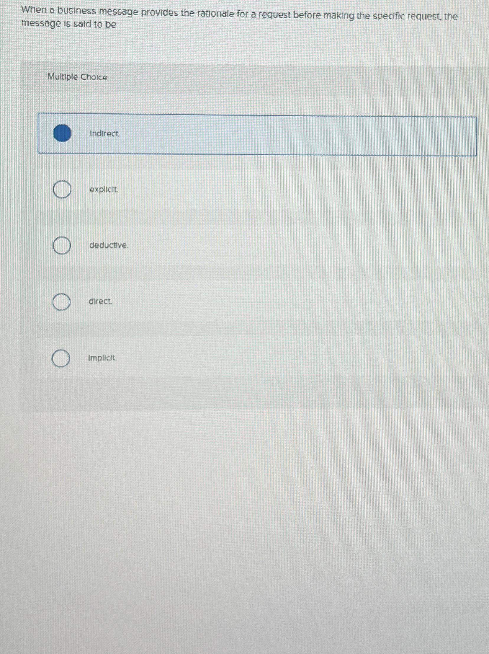 Solved When a business message provides the rationale for a | Chegg.com
