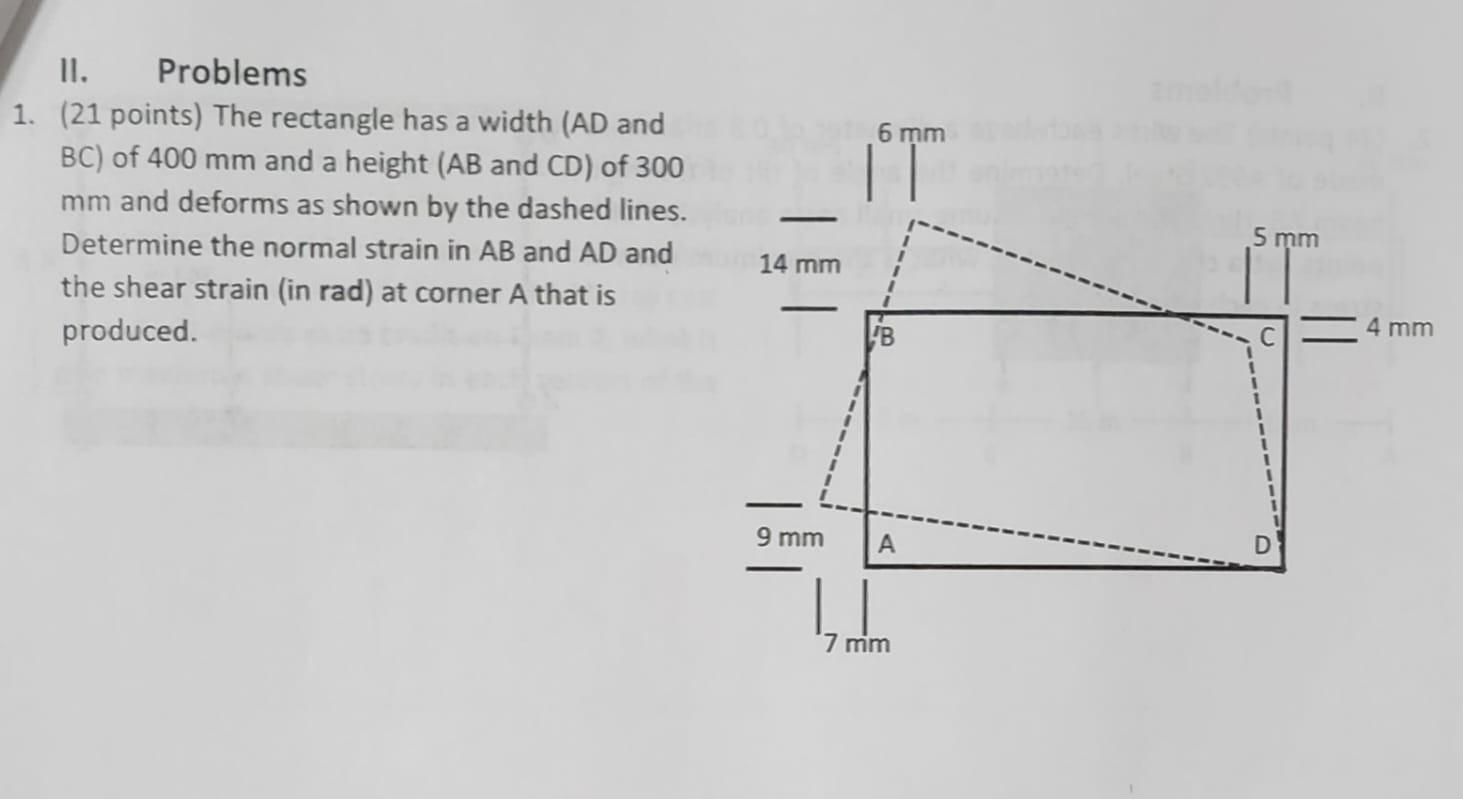 Solved 1. (21 points) The rectangle has a width (AD and BC) | Chegg.com