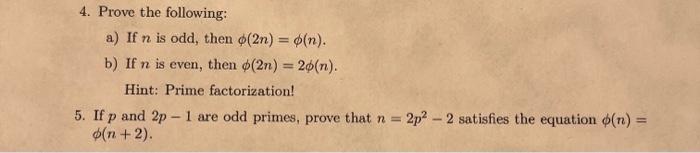 Solved 4. Prove the following: a) If n is odd, then | Chegg.com