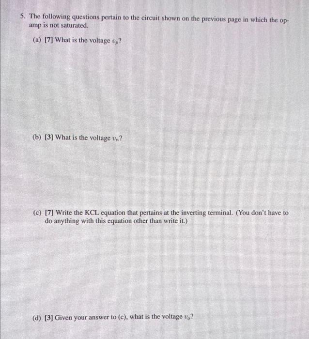 Solved 5. The following questions pertain to the circuit | Chegg.com