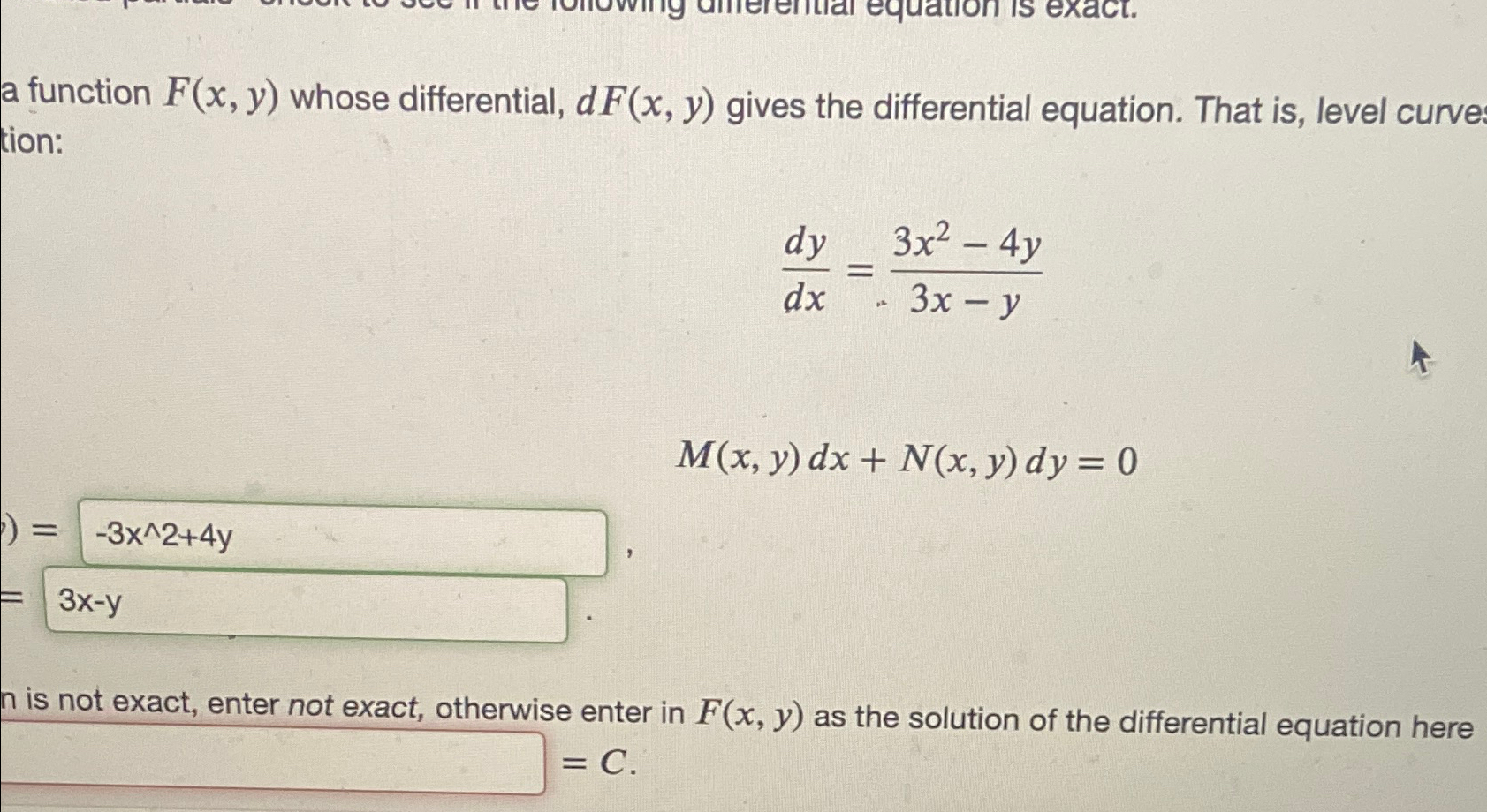 Solved a function F(x,y) ﻿whose differential, dF(x,y) ﻿gives | Chegg.com