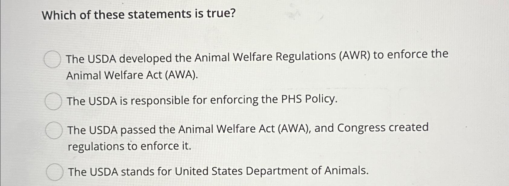 Solved Which of these statements is true?The USDA developed | Chegg.com