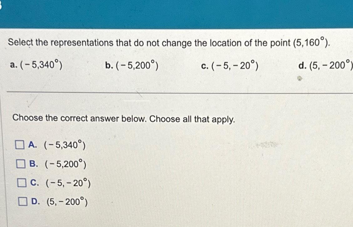 Solved Select the representations that do not change the | Chegg.com