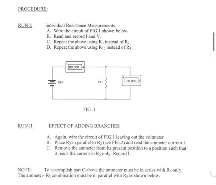 Solved RUN I: Individual Resistance Measurements A. Wire the | Chegg.com