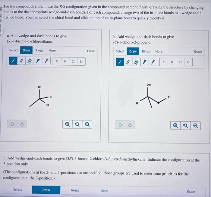 Solved For the compounds shown, use the R/S configuration | Chegg.com