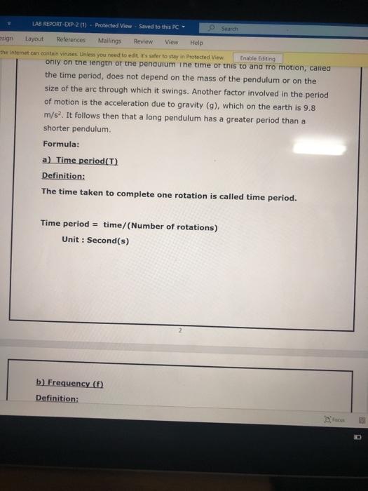 Solved -EXP-21) Protected ViewSaved to this PC Design Layout | Chegg.com