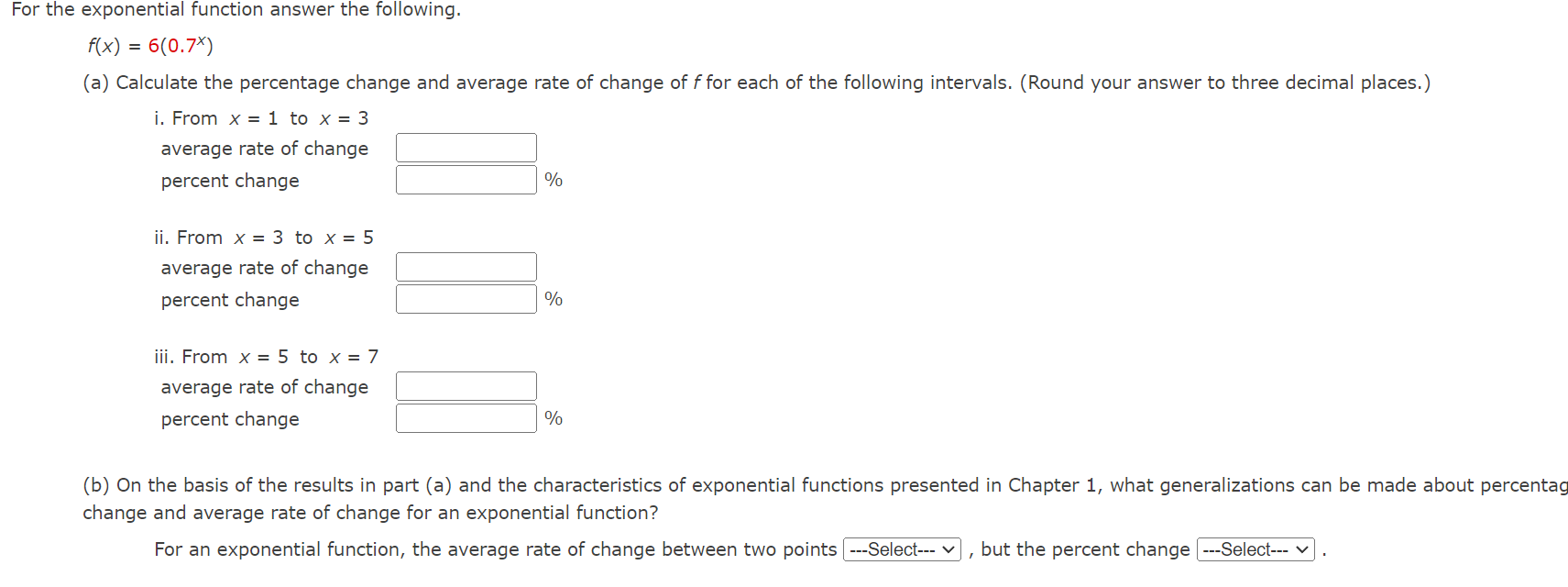 Solved For the exponential function answer the | Chegg.com