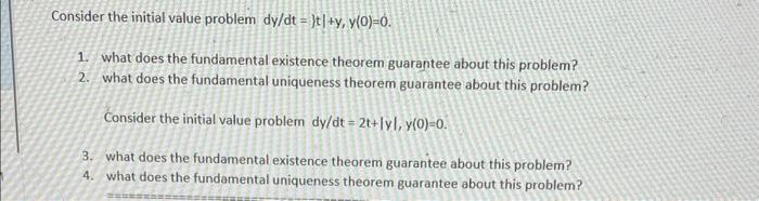 Solved Consider the initial value problem | Chegg.com