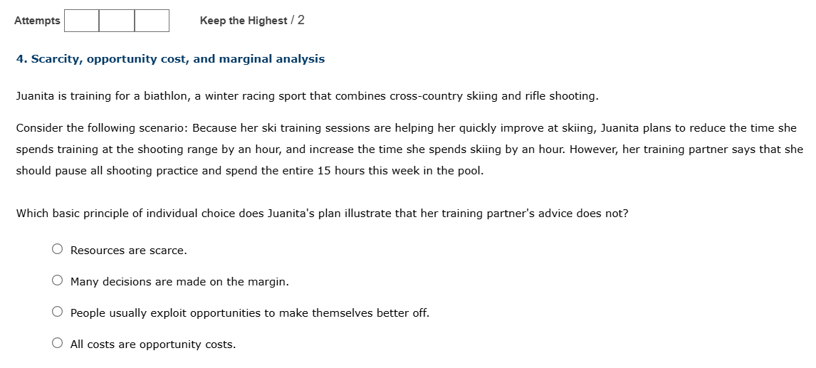 Solved Attempts Keep the Highest / 2 4. ﻿Scarcity, | Chegg.com