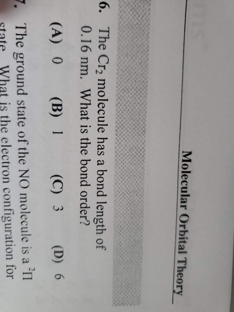Solved Molecular Orbital Theory 6. The Cr2 molecule has a | Chegg.com