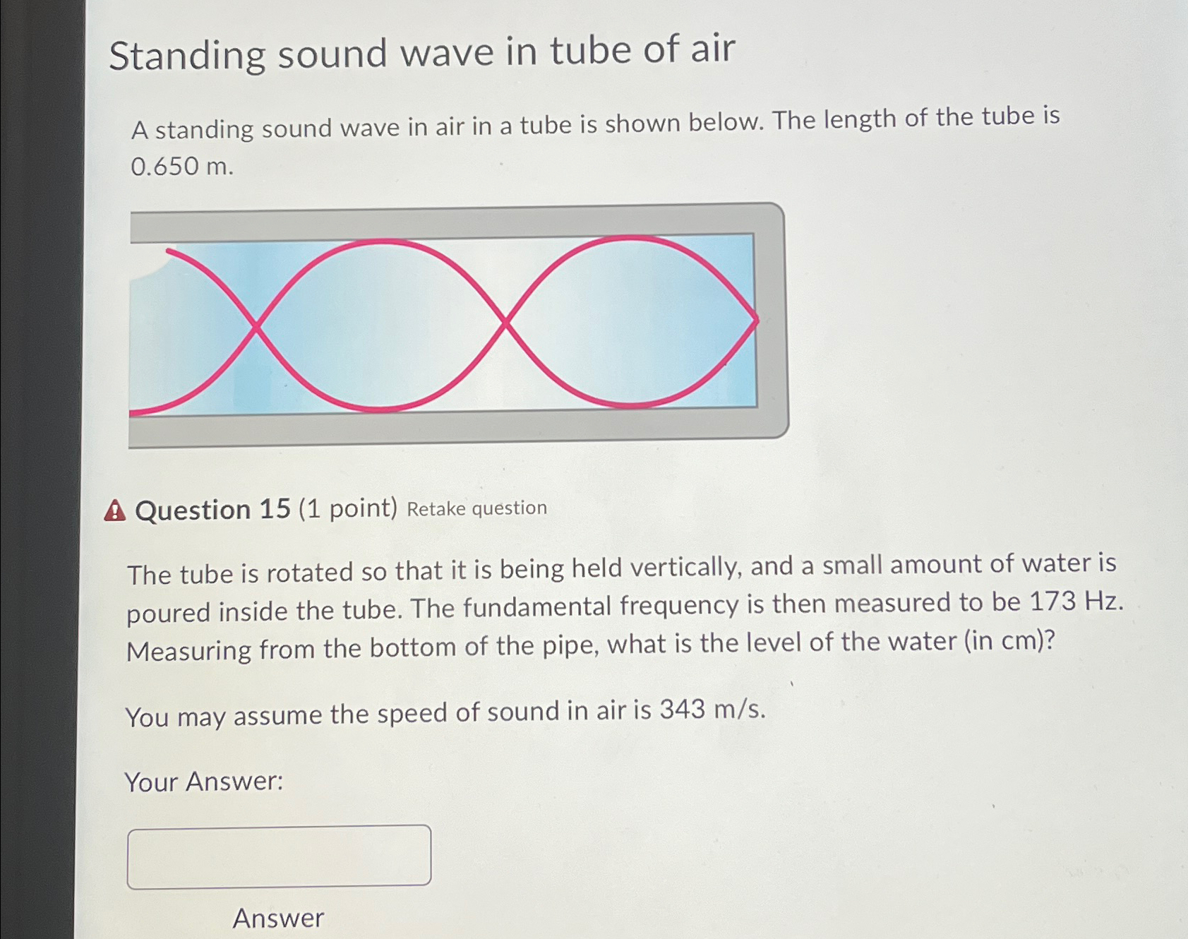 Solved Standing sound wave in tube of airA standing sound | Chegg.com