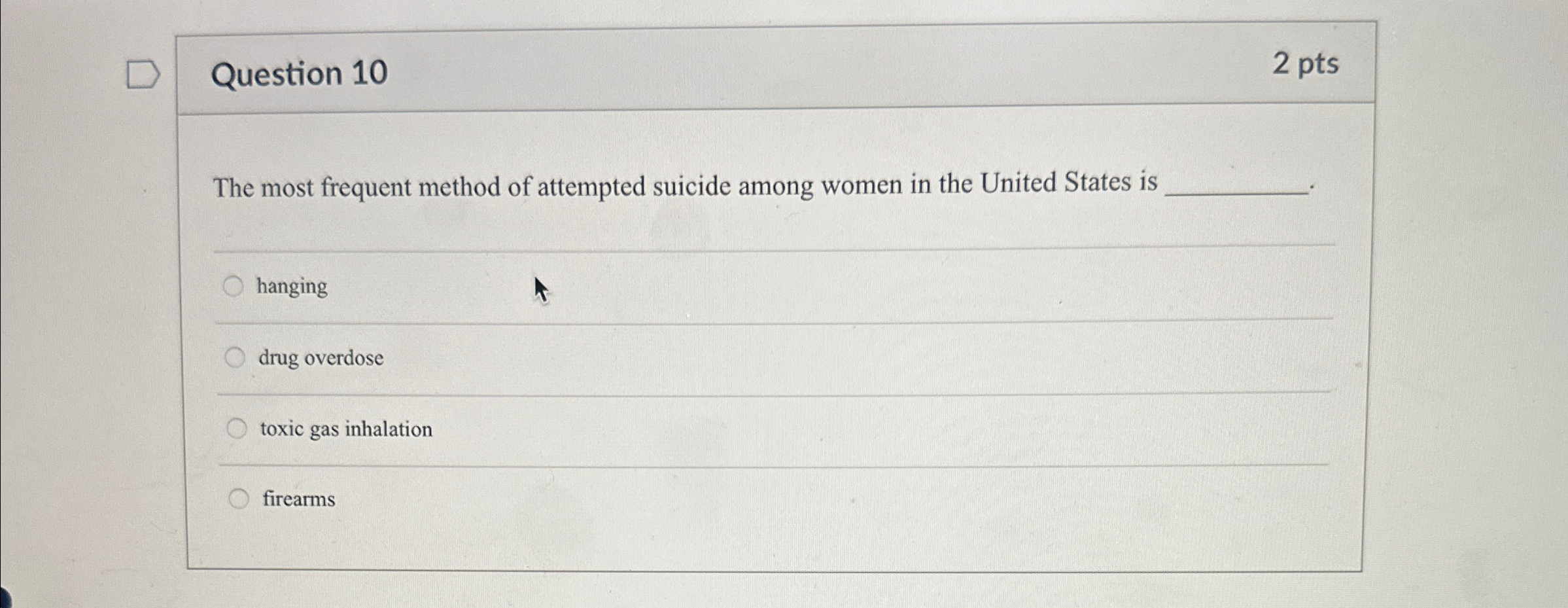 Solved Question 102 ﻿ptsThe most frequent method of | Chegg.com