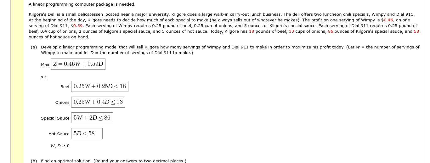 Solved A linear programming computer package is ﻿needed. At | Chegg.com