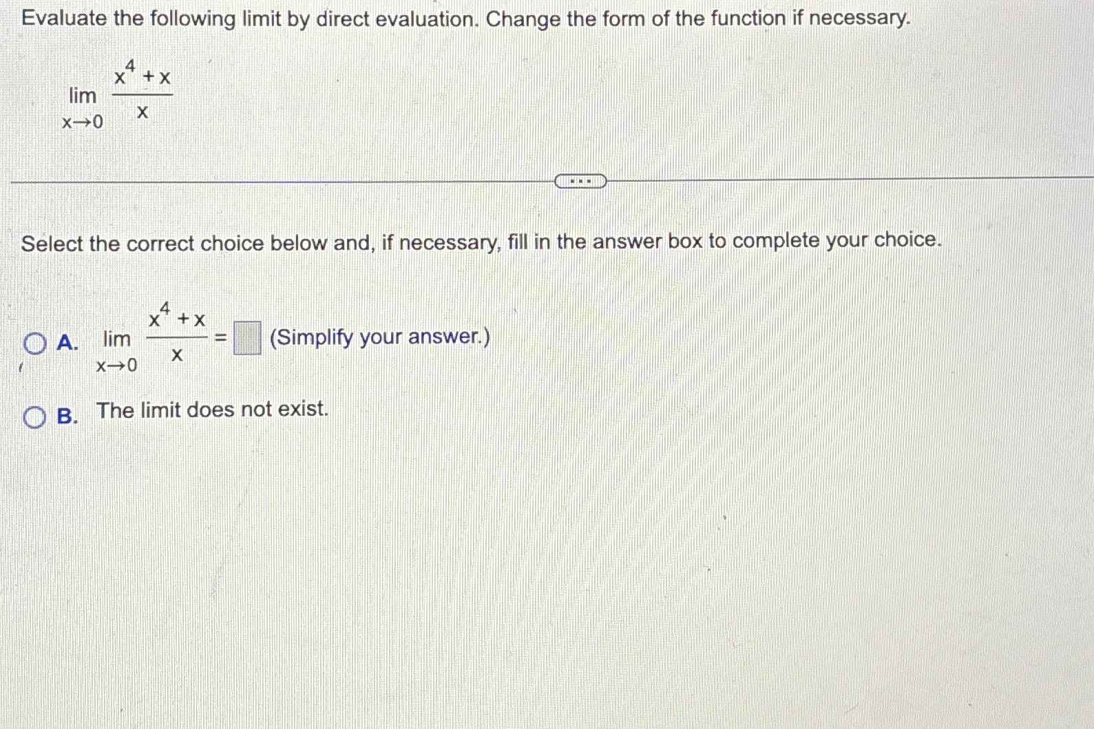 Solved Evaluate the following limit by direct evaluation. | Chegg.com