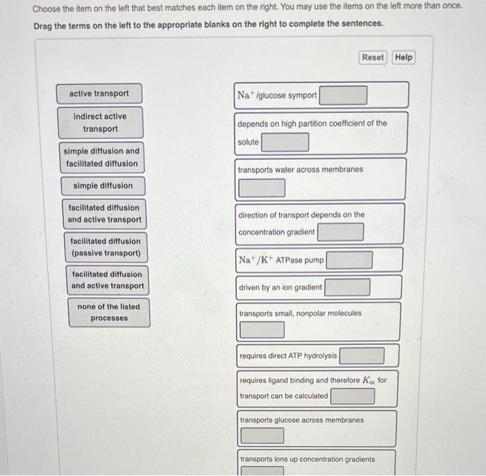Solved Choose the item on the left that best matches each | Chegg.com
