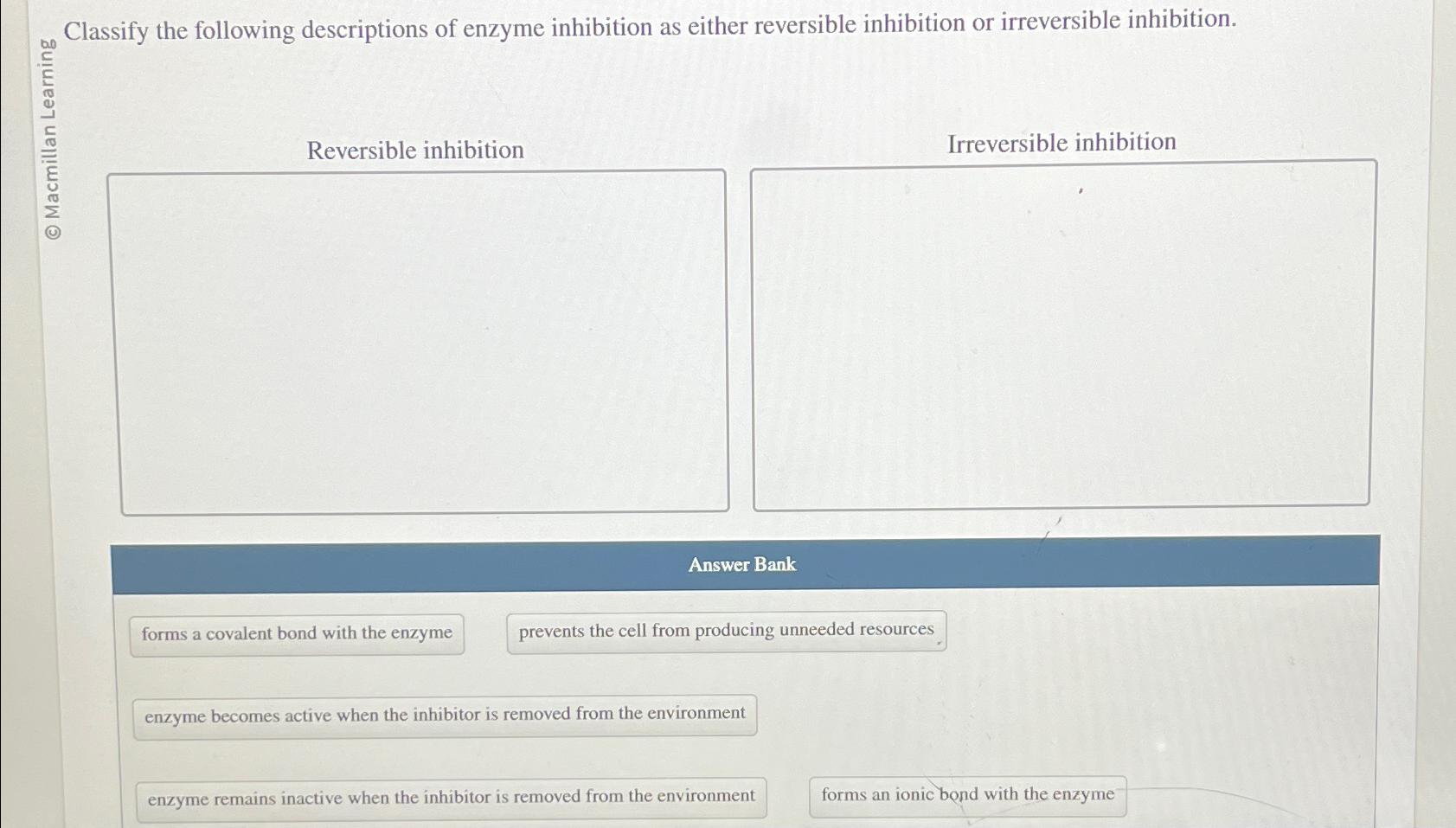 Solved Classify the following descriptions of enzyme | Chegg.com