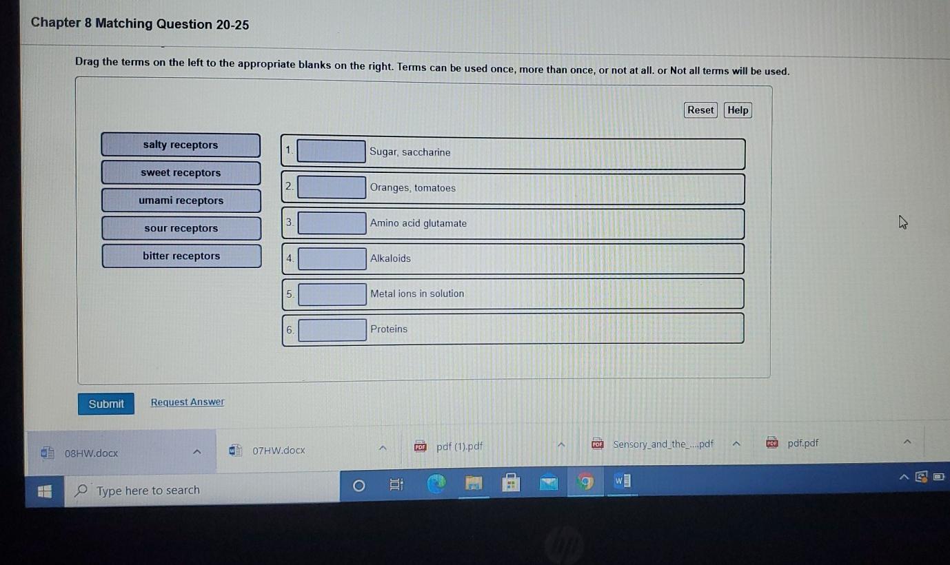 Solved Chapter 8 Matching Question 20-25 Drag the terms on | Chegg.com