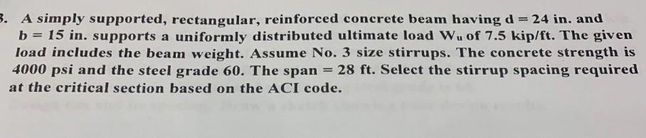 Solved A simply supported, rectangular, reinforced concrete | Chegg.com